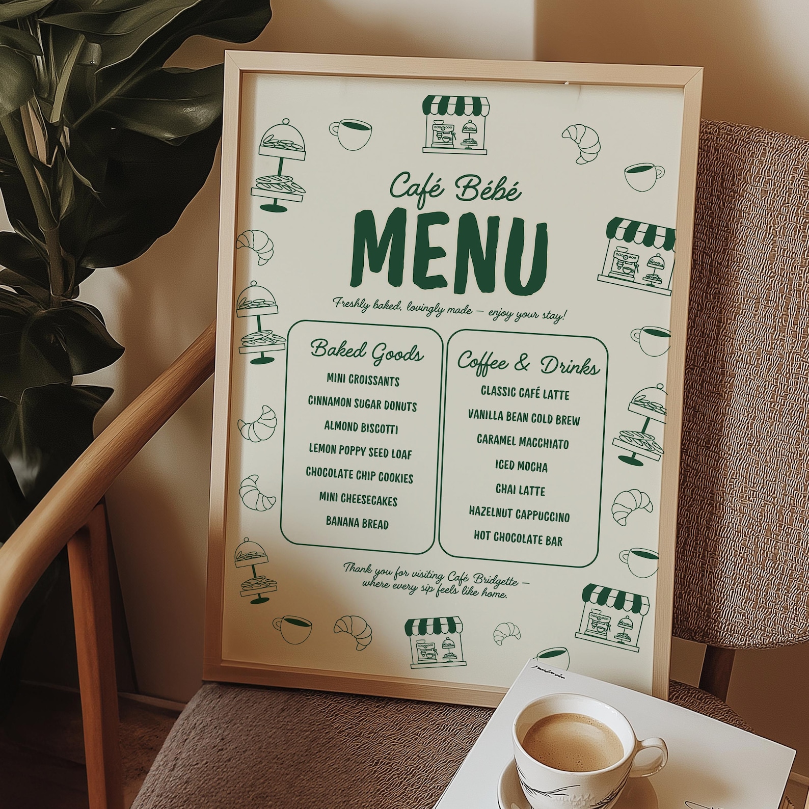 Cafe Bebe Baby Shower Bundle Templates Editable Coffee Shop Baby Shower ...