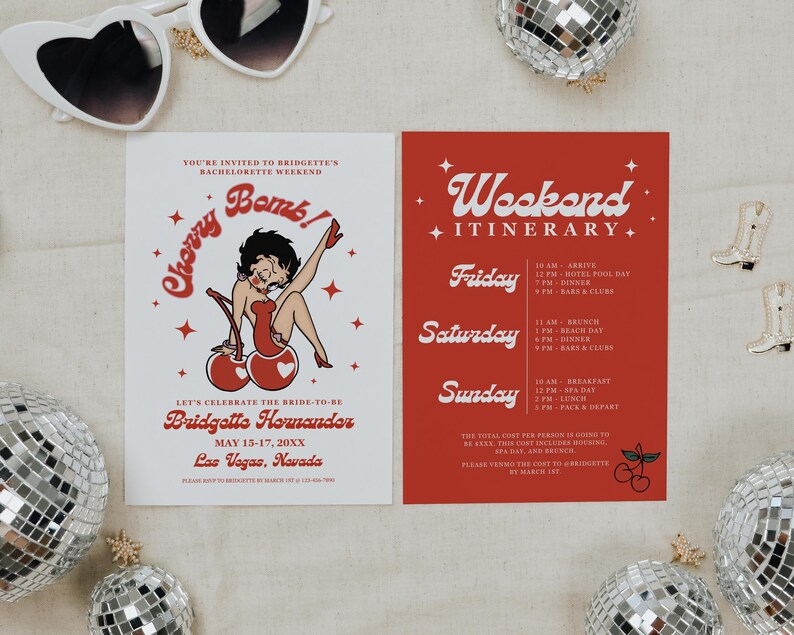 Betty Boop Bachelorette Invitation: Retro Vegas Invite (DIY Template ...