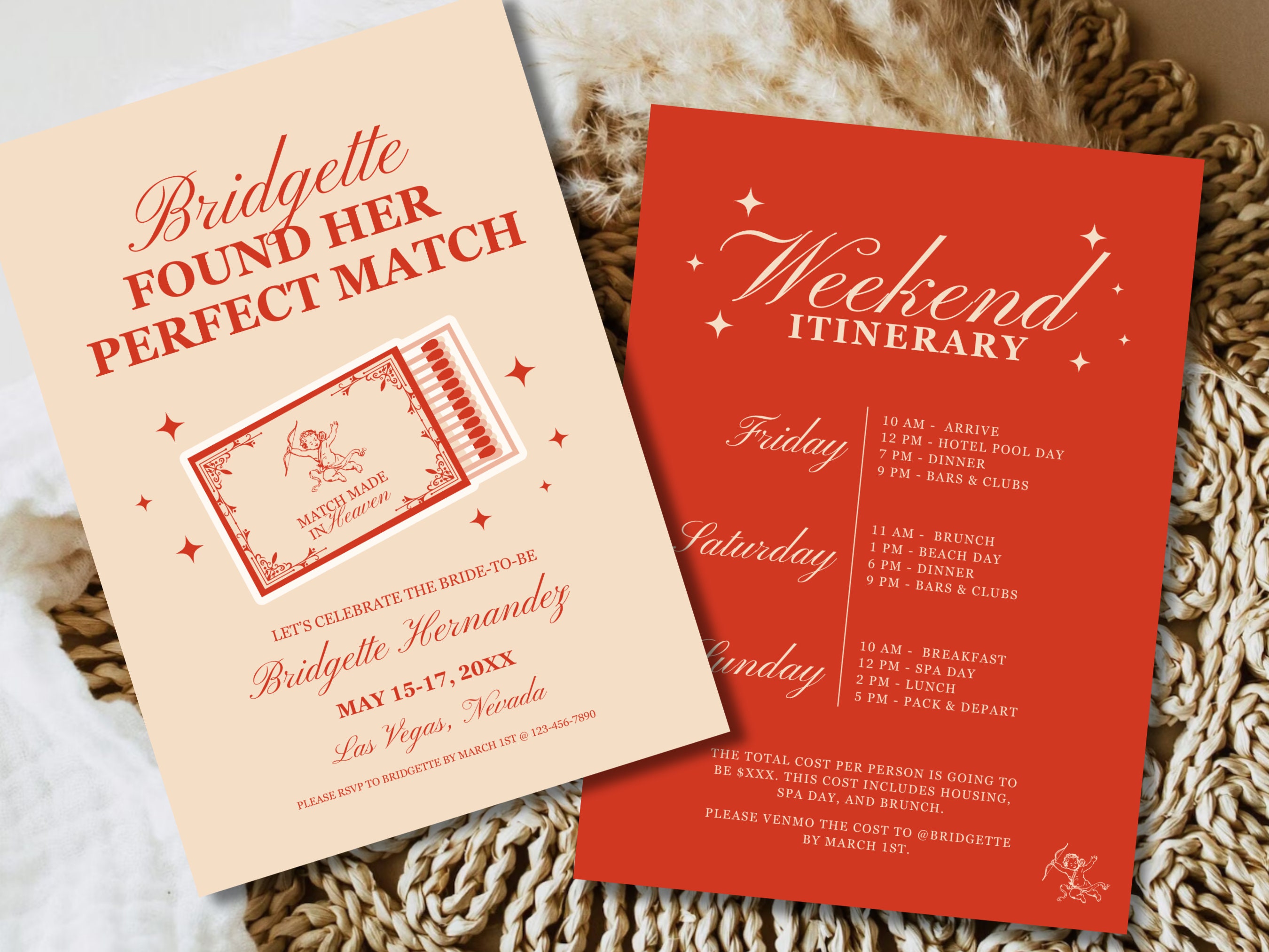 Perfect Match Bachelorette Invitation Itinerary Las Vegas Bachelorette ...
