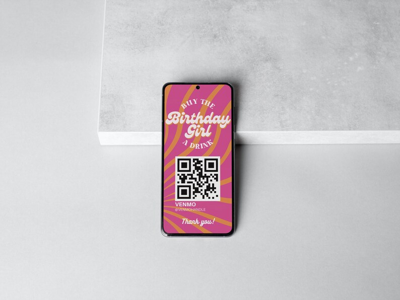 Retro Birthday Party Drink QR Code Story Template (digital Download ...