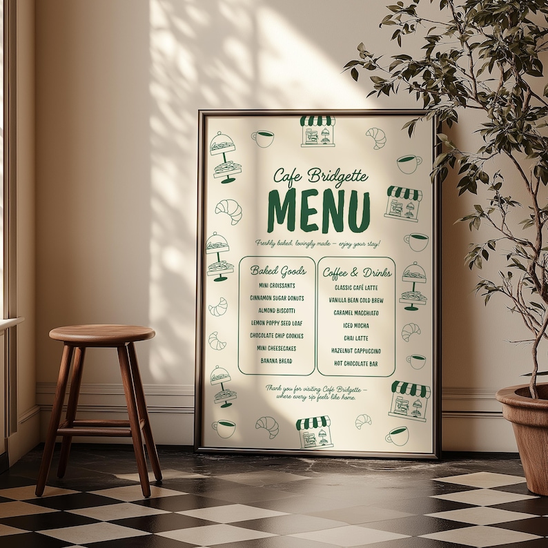 Cafe Menu Template Editable Home Coffee Shop Menu Coffee Birthday Party ...