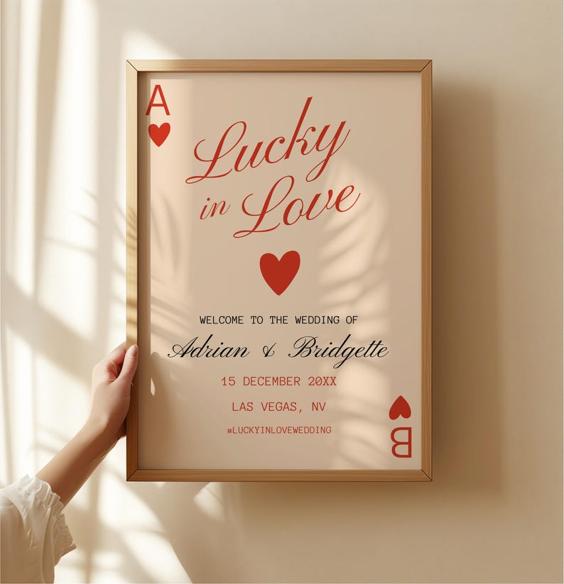 Vegas Wedding Welcome Sign Template Editable Lucky in Love Wedding Sign ...