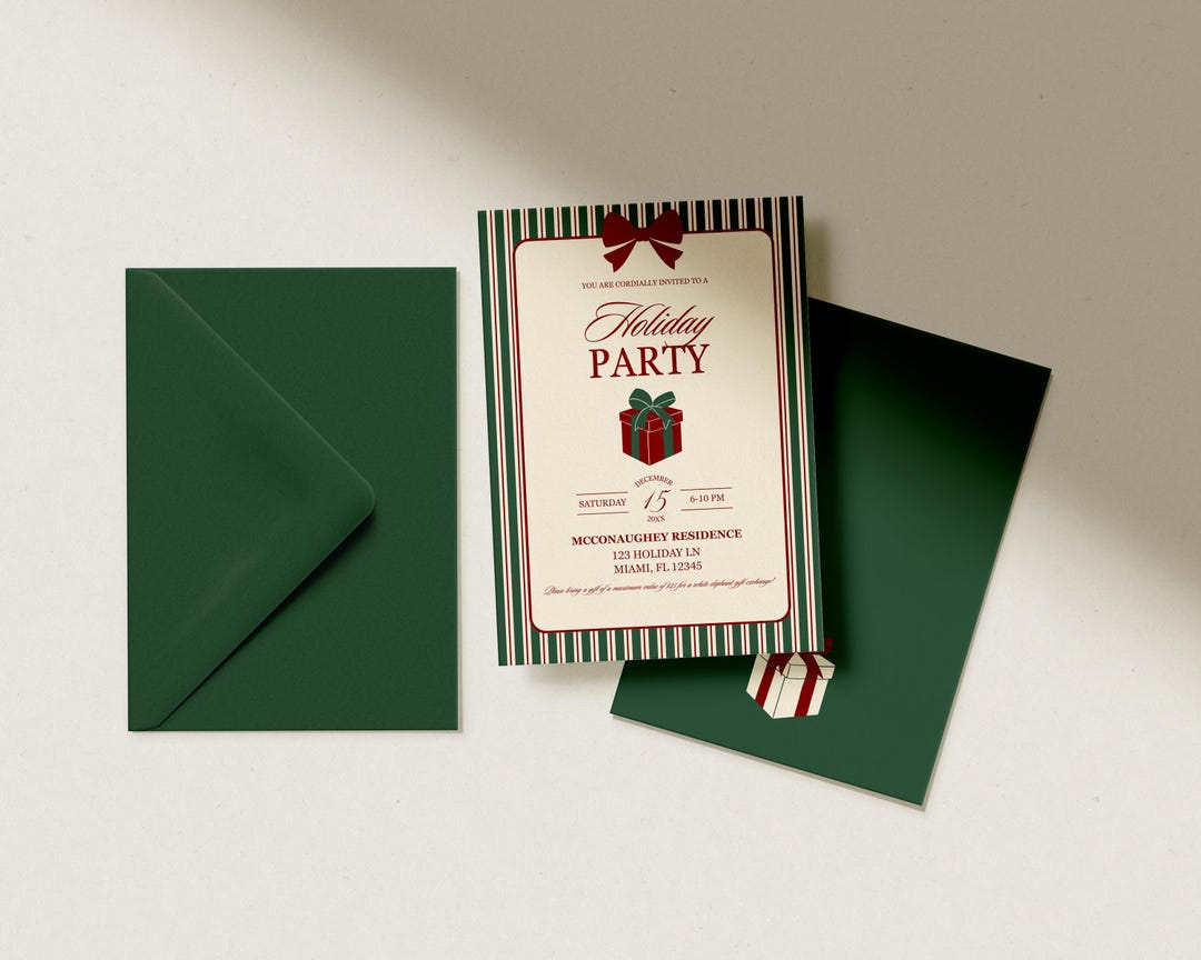 Elegant Holiday Party Invitation Template Editable Corporate Holiday ...