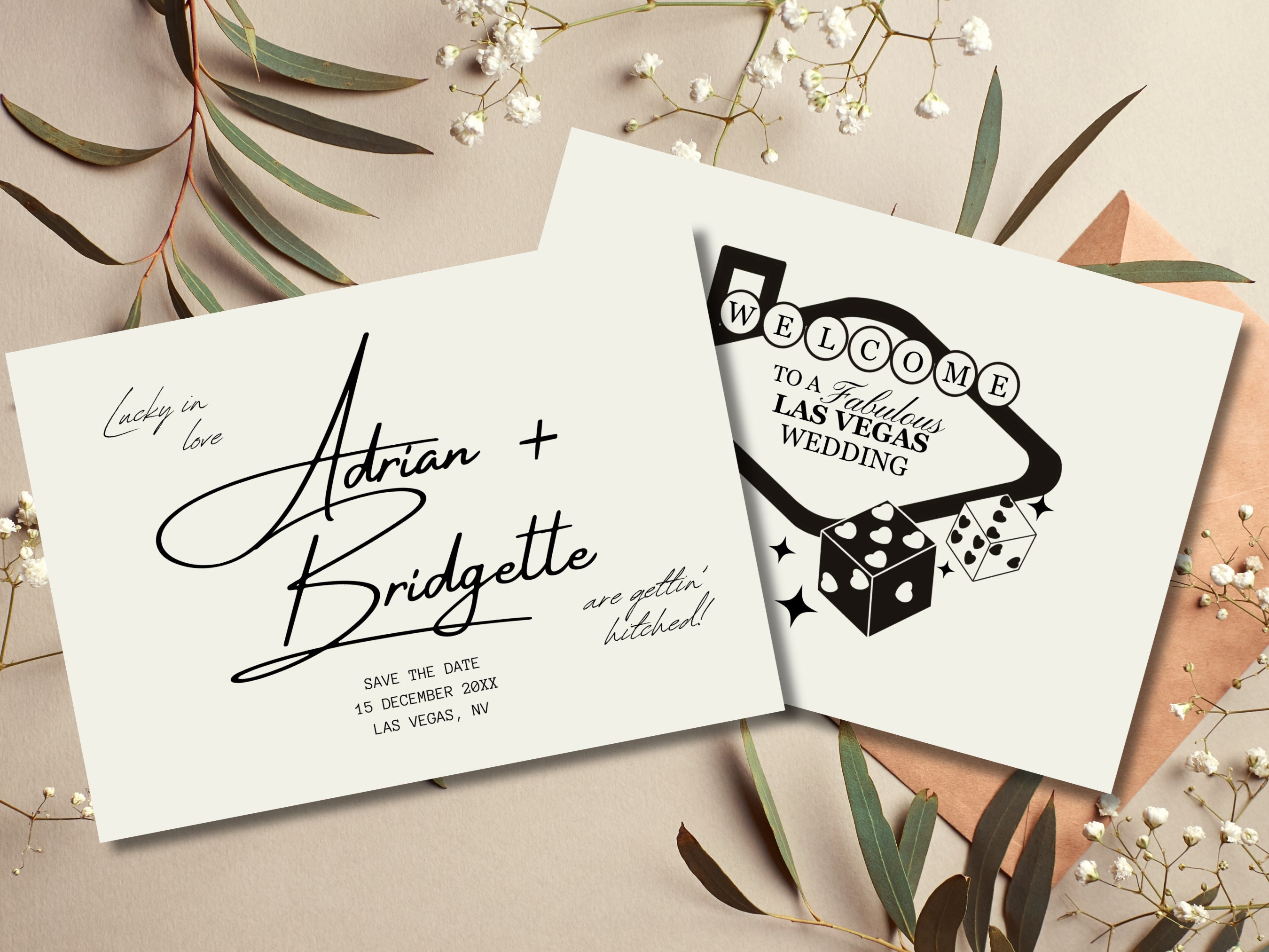 Lucky in Love Save the Date Wedding Invite Las Vegas Wedding Invitation ...