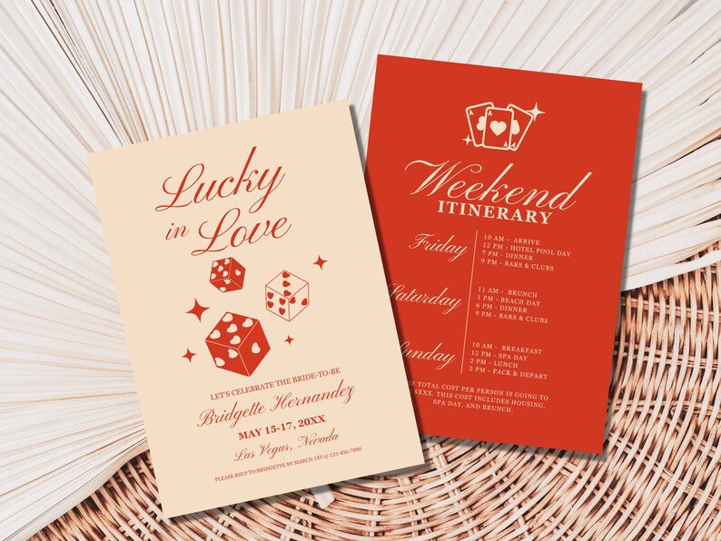 Lucky in Love Bachelorette Party Invitation Las Vegas Bachelorette ...