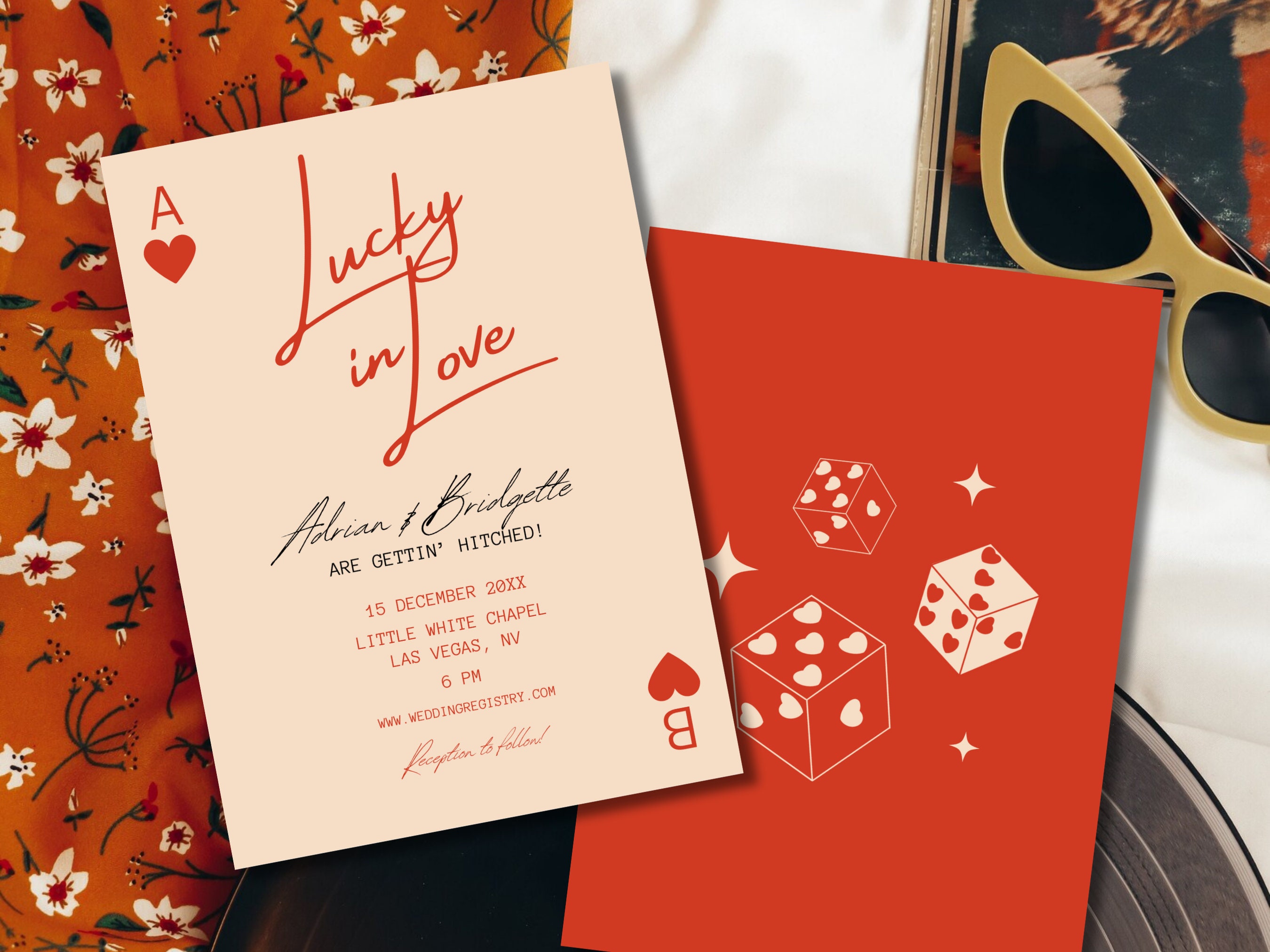 Lucky in Love Wedding Invitation Vegas Wedding Stationery Playing Cards ...