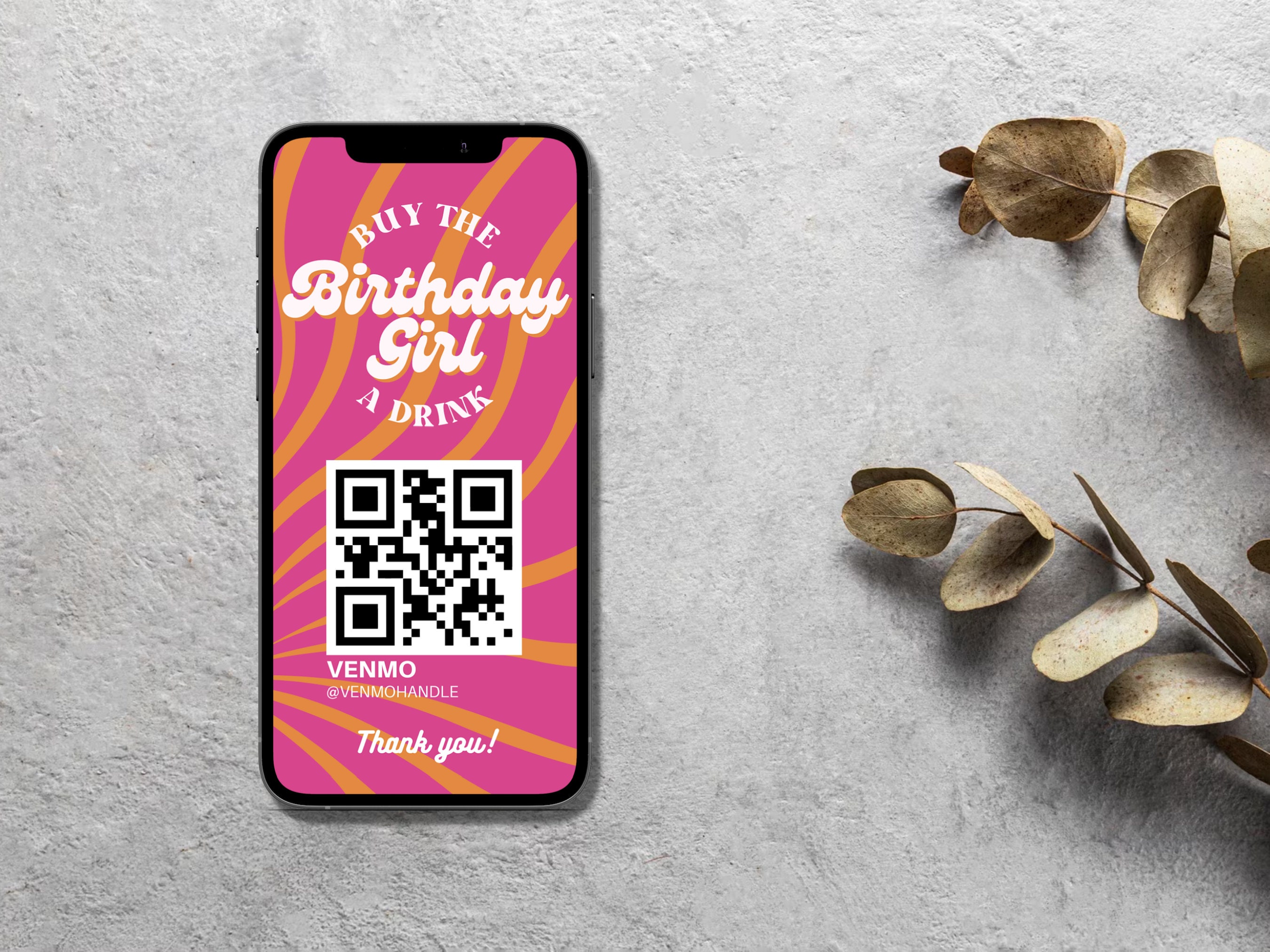 Retro Birthday Party Drink QR Code Story Template (digital Download ...