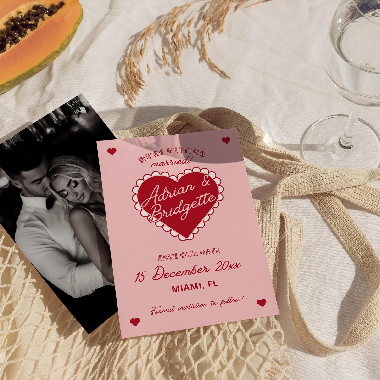 Whimsical Wedding Save the Date Invitation Template Editable Colorful ...