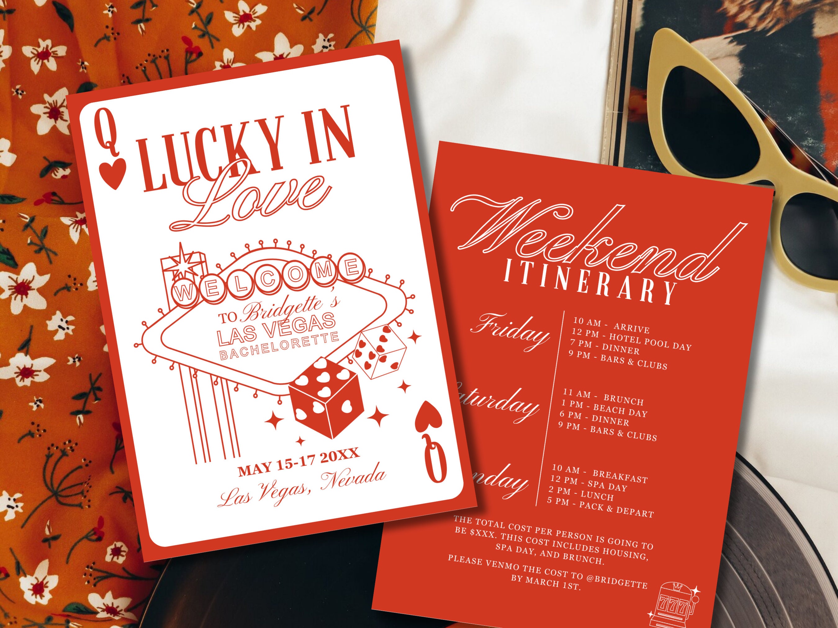 Lucky in Love Bachelorette Invitation Las Vegas Bachelorette Invite ...