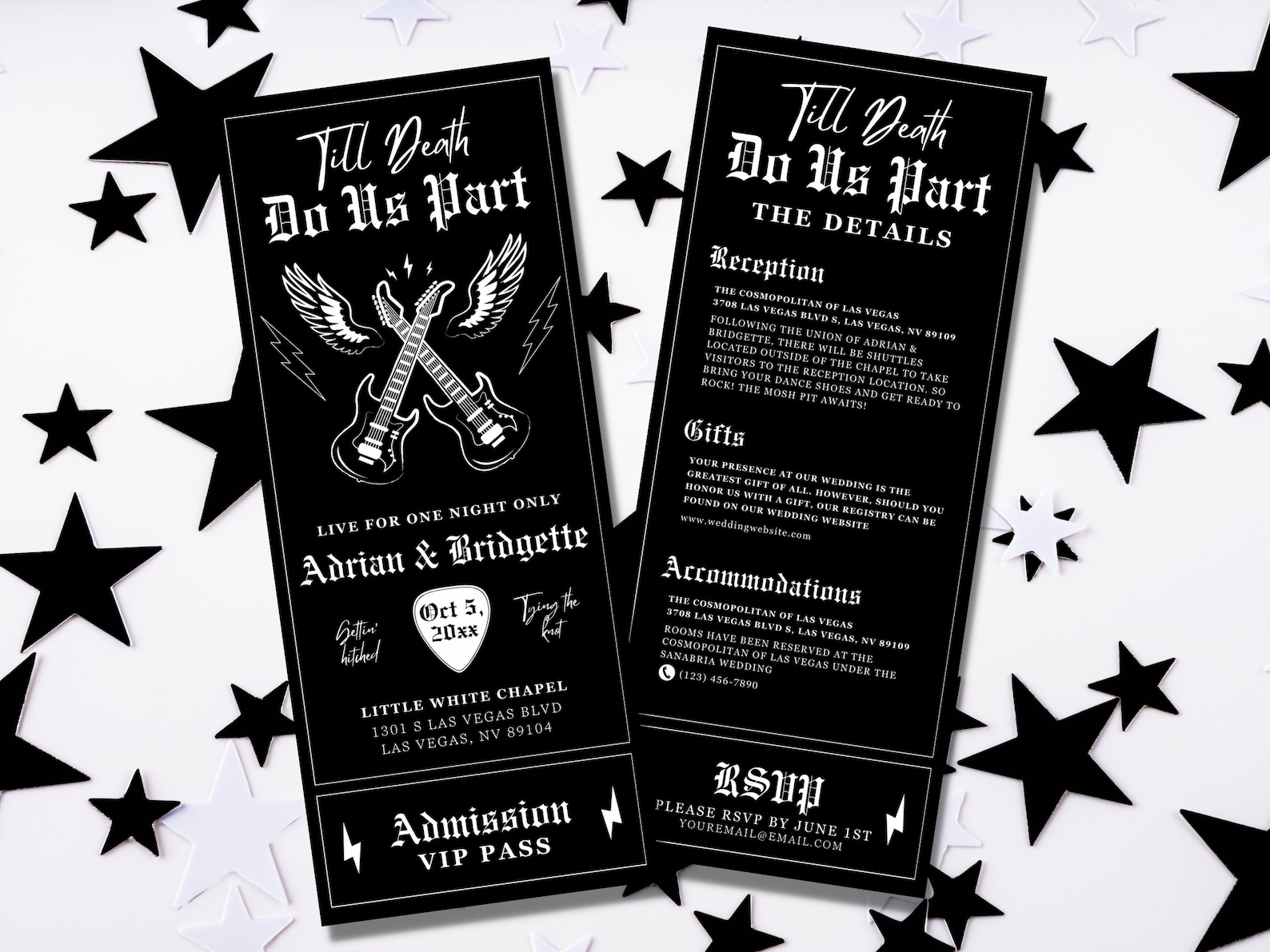 Rock Concert Wedding Invitation Template Gig Ticket Rock N Roll Wedding ...