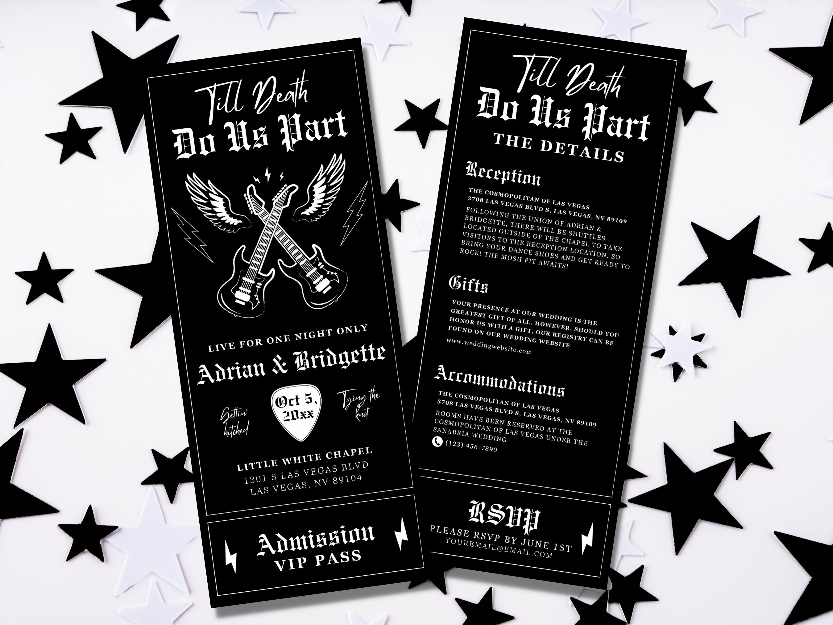 Rock Concert Wedding Invitation Template Gig Ticket Rock N Roll Wedding ...