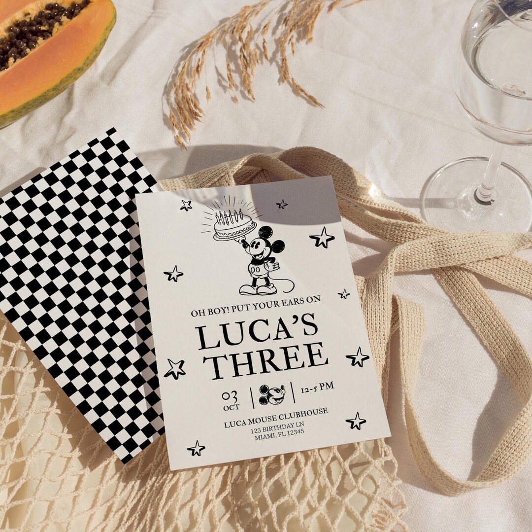 Vintage Mickey Mouse Birthday Invitation: Steamboat Willie Theme (DIY ...