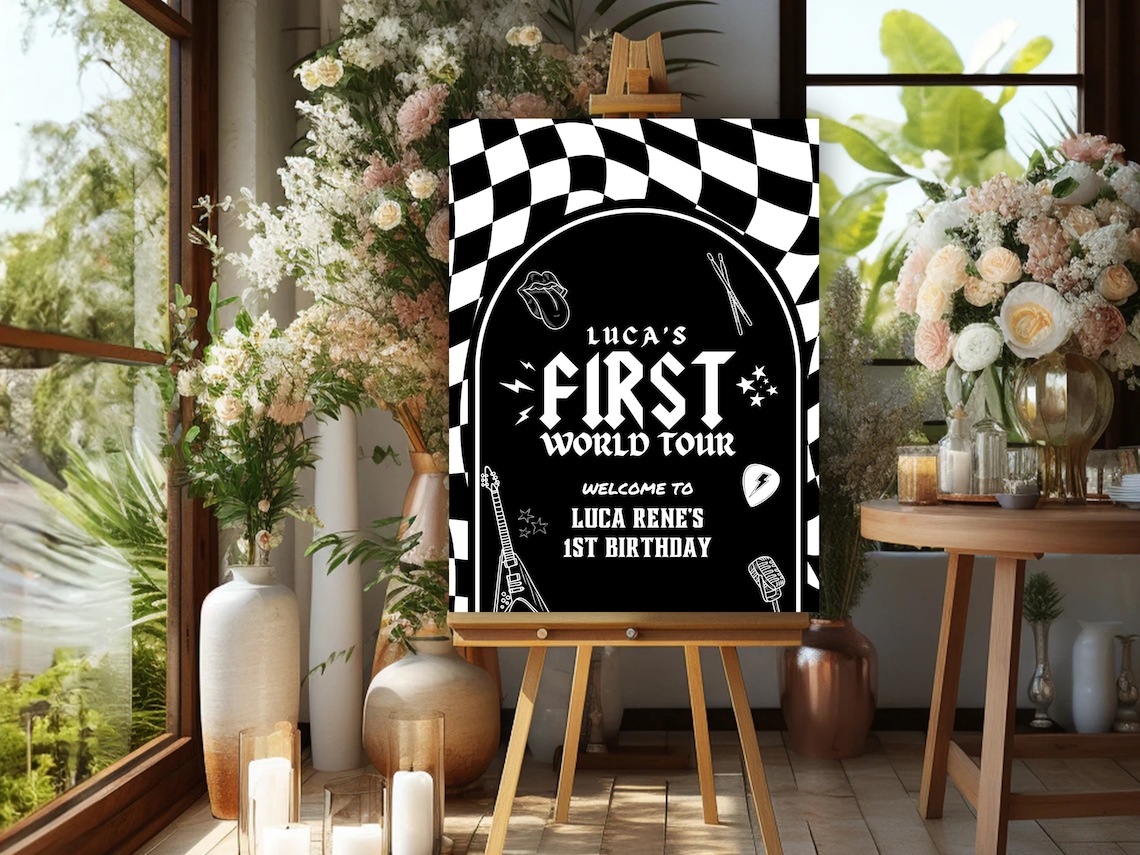 First World Tour Birthday Welcome Sign Born to Rock Birthday Party ...