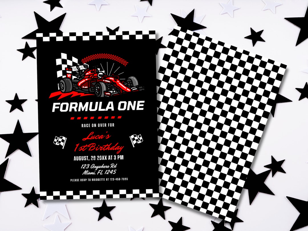 FORMULA ONE Birthday Theme 1st Birthday Party Invite Racing Birthday ...