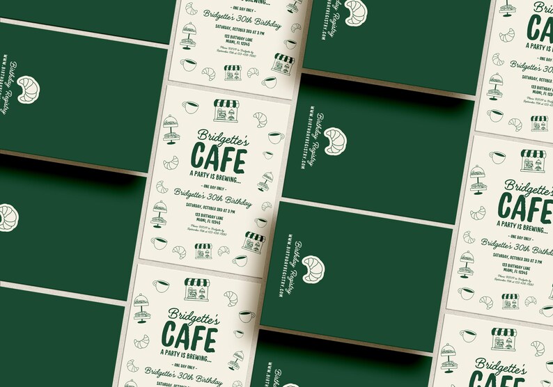 Cafe Birthday Invitation Template Editable Home Coffee Shop Party ...