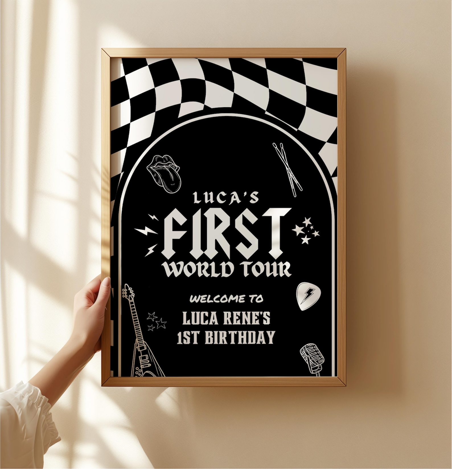 Rockstar First Birthday Welcome Sign: World Tour Theme (DIY Template ...