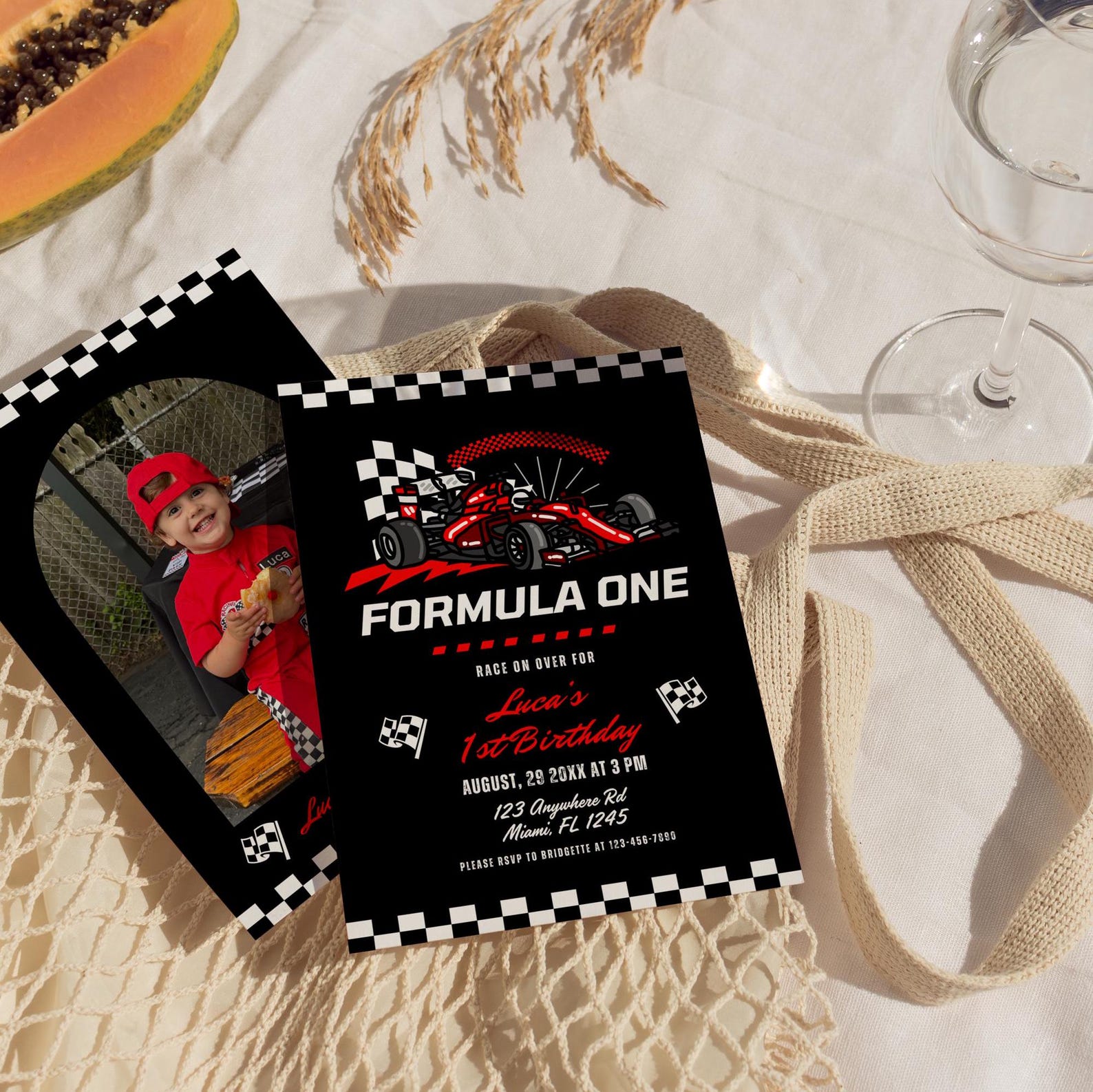 Formula One Birthday Invitation Template Editable F1 First Birthday ...