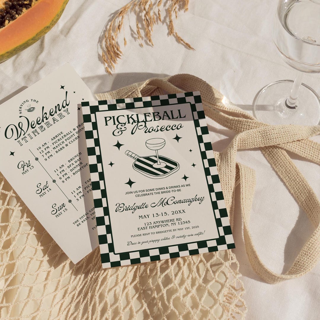 Pickleball Bachelorette Invitation Template Editable Last Swing Before ...
