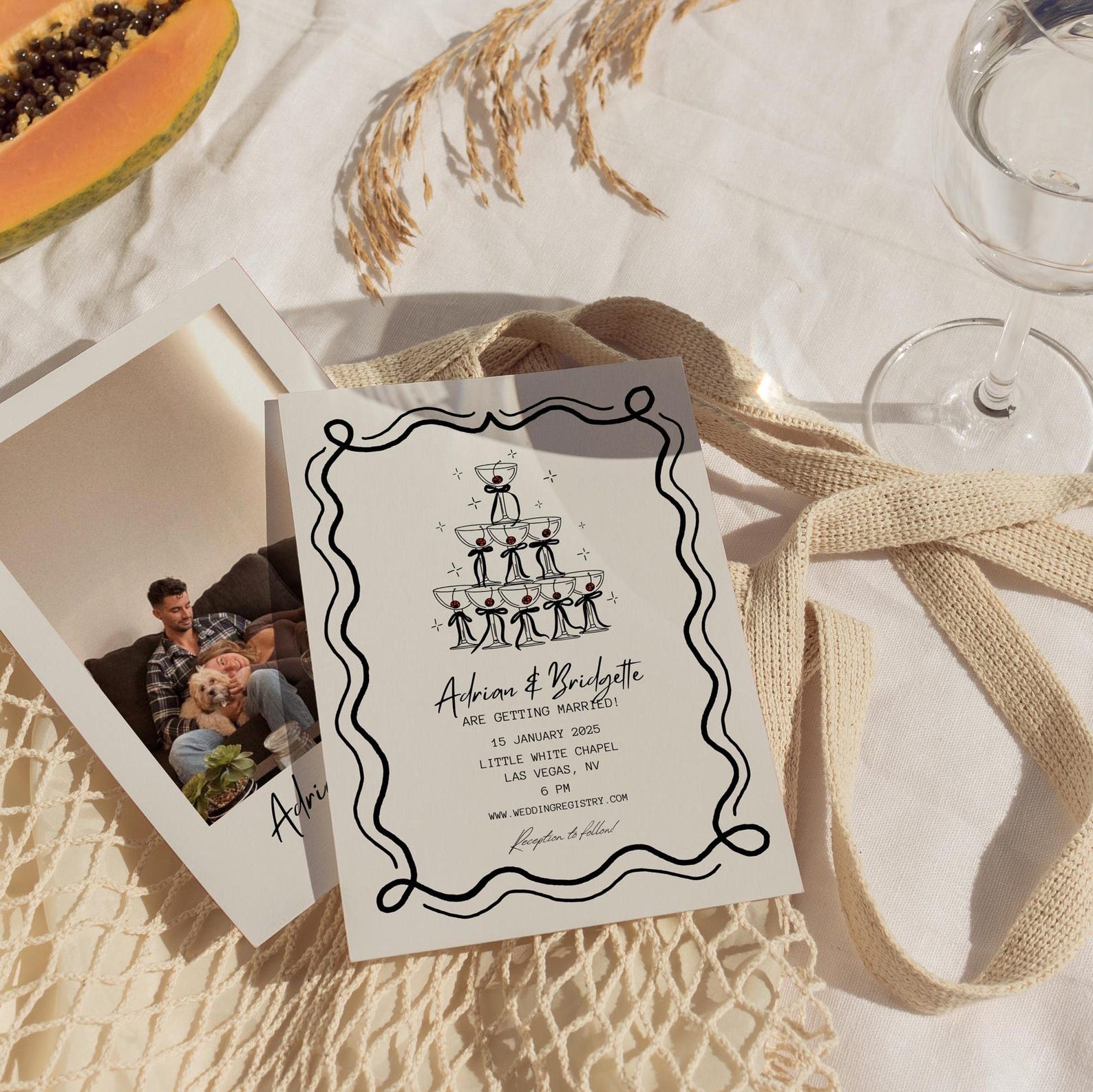 Quirky Handwritten Wedding Invitation Template: Scribble Illustration ...