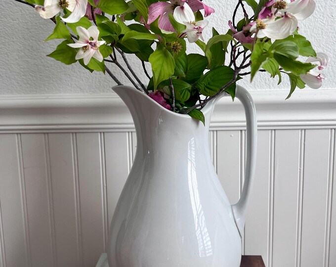 Antique Large 12 Inch White English Ironstone Pitcher | & G Meakin ...