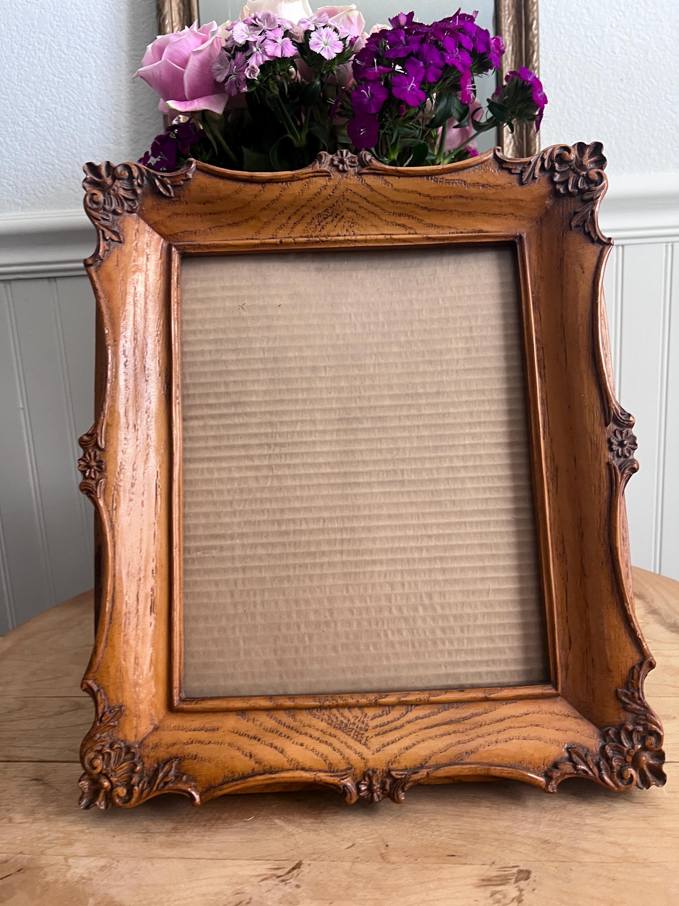 Beautiful Vintage AWC Solid Oak Frame With Hand Carved Floral Pattern ...