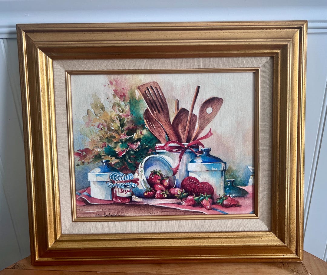 Vintage Cottage Kitchen Lithograph- Artist Signed Joan Simpson - Etsy