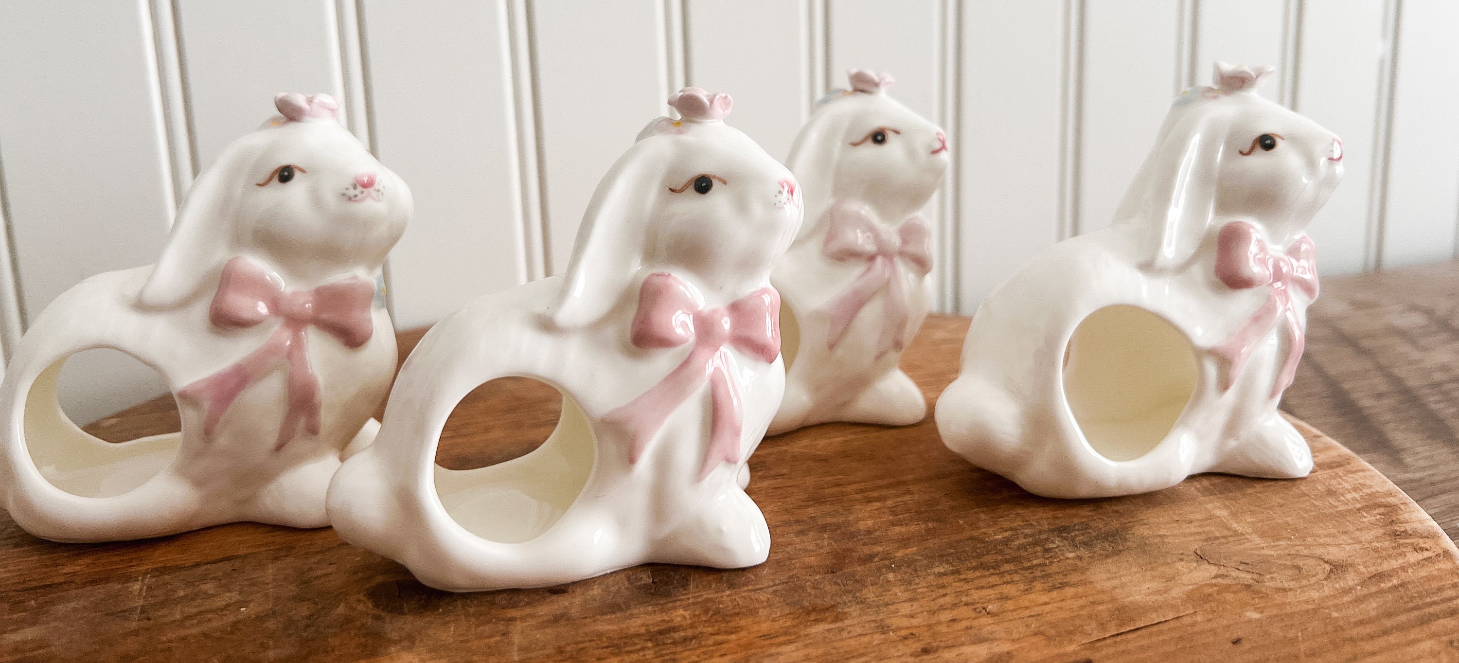Ceramic bunny napkin rings store