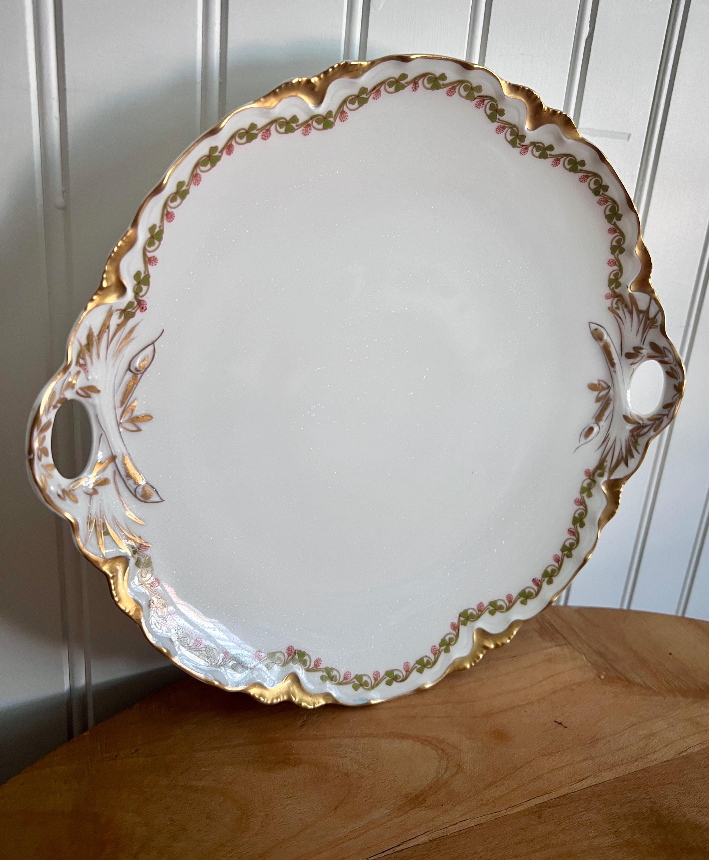 Antique Haviland Limoges Clover Pattern oval Platter 11 Victorian Pink ...