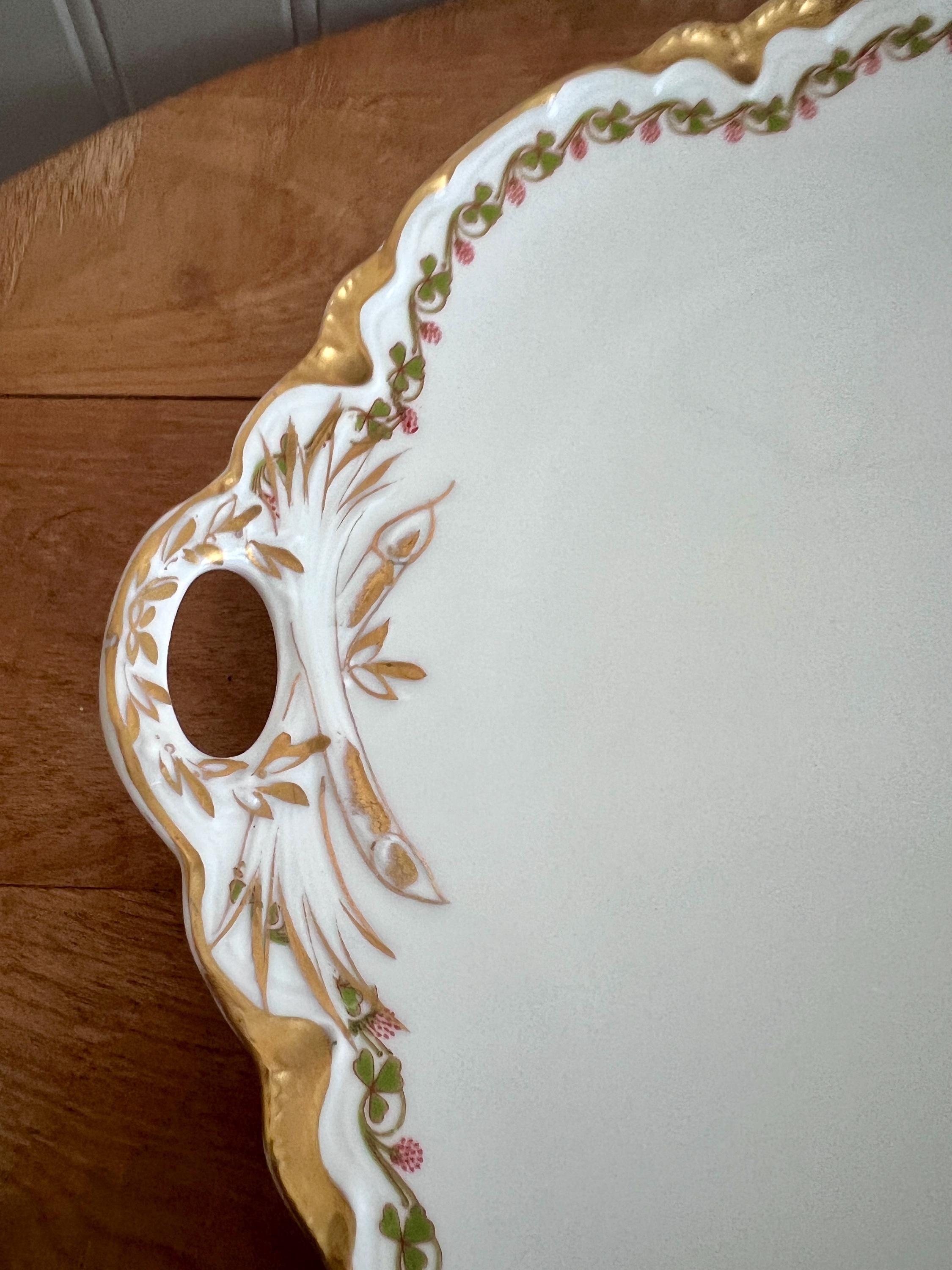 Antique Haviland Limoges Clover Pattern oval Platter 11 Victorian Pink ...