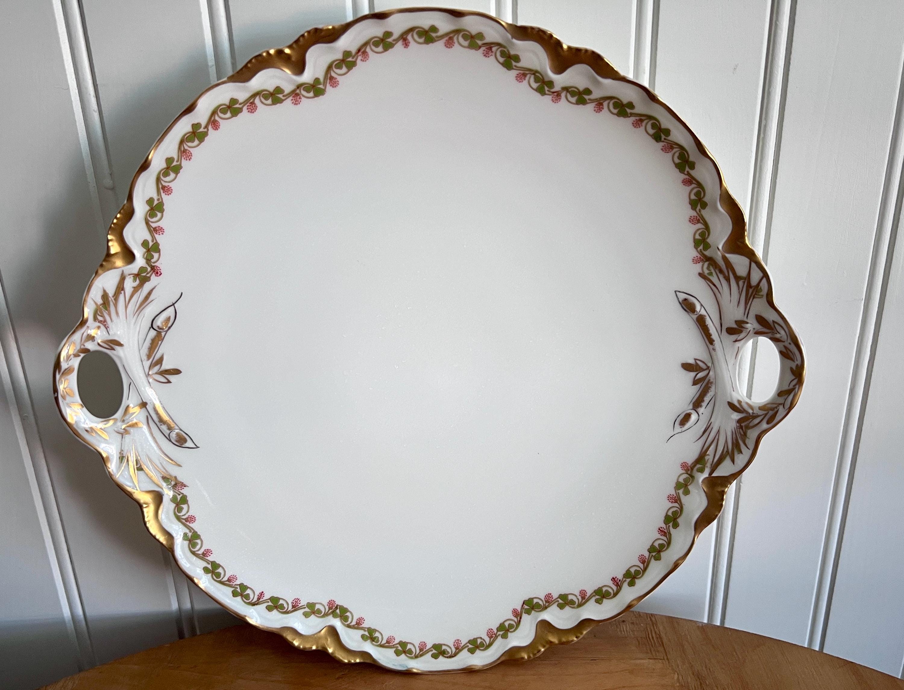 Antique Haviland Limoges Clover Pattern oval Platter 11 Victorian Pink ...