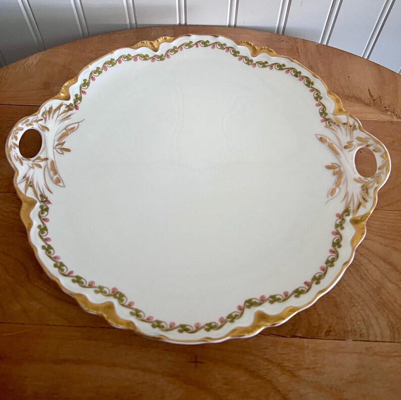 Antique Haviland Limoges Clover Pattern oval Platter 11 Victorian Pink ...