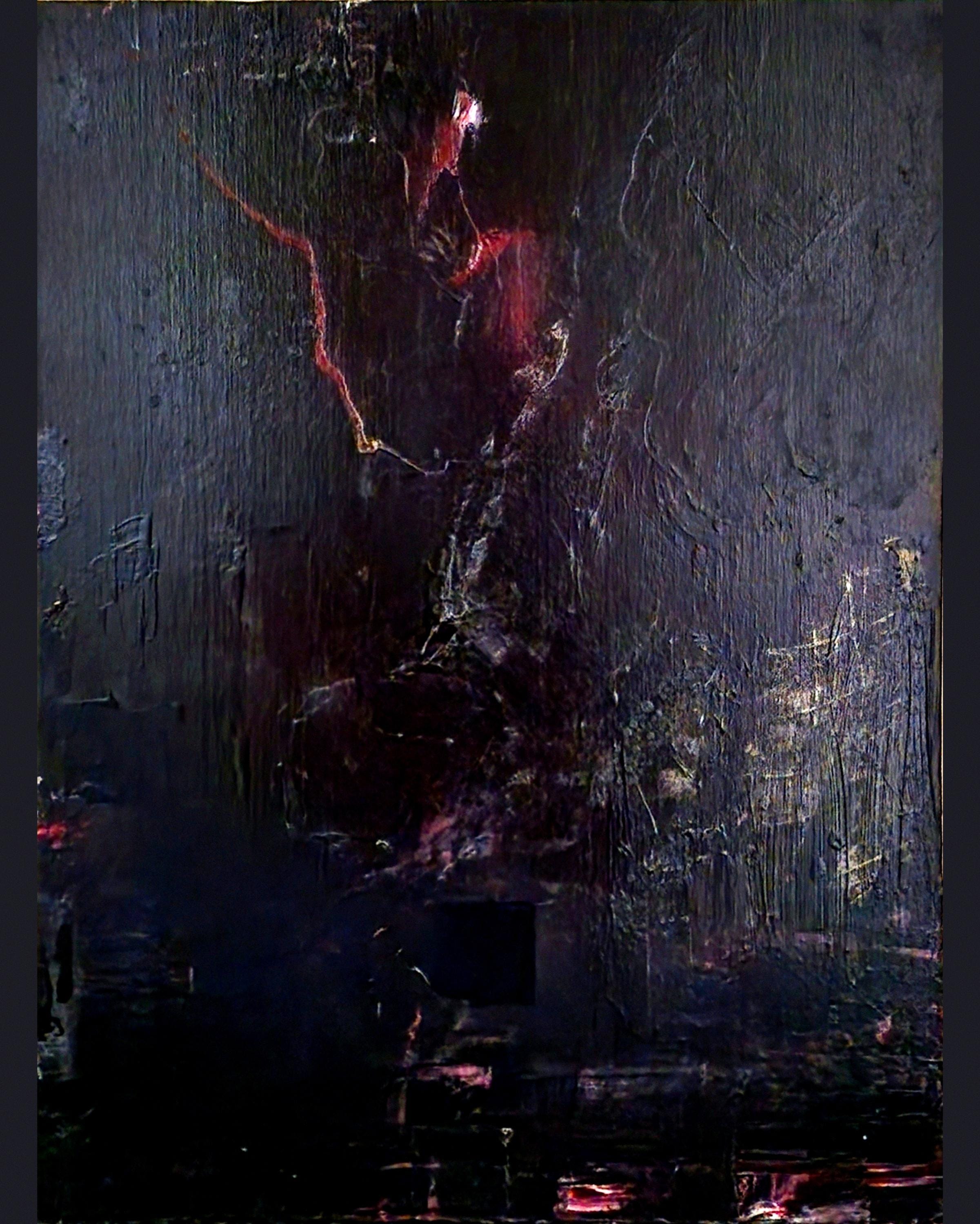 Black/gothic Abstract Oil Painting - 'starless Winter Night's Tale ...