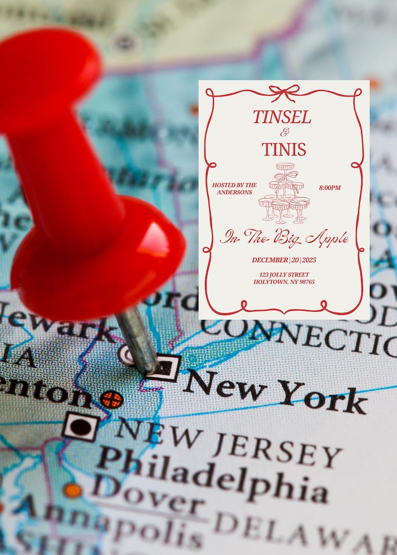 Tinsel & Tinis Invitation | Holiday Cocktail Party Invite | NYC ...