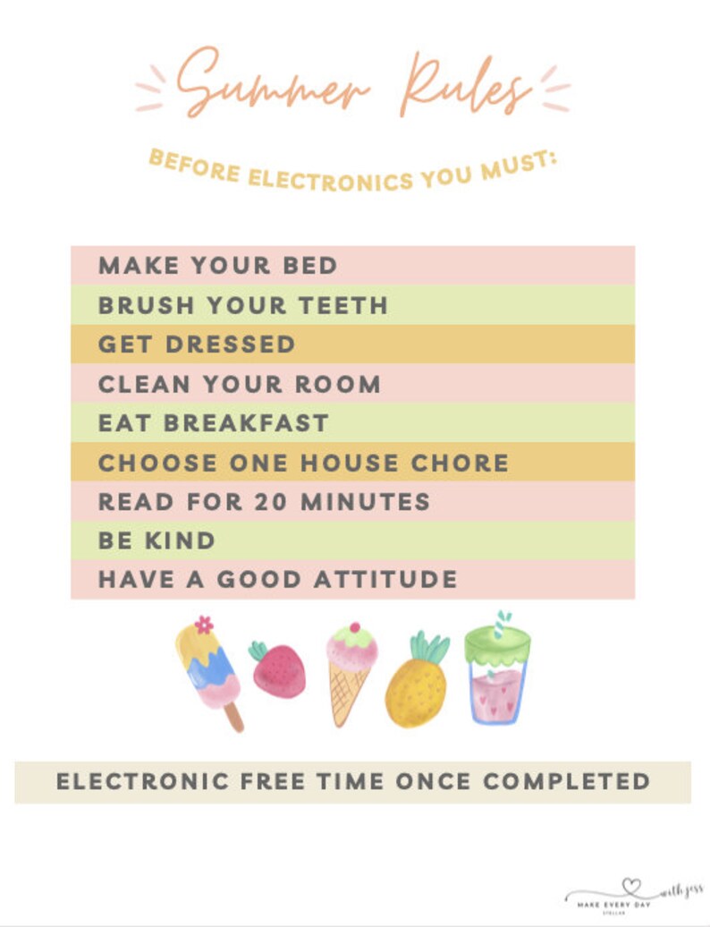 Clean House for Summer | A Printable Chore List - Etsy