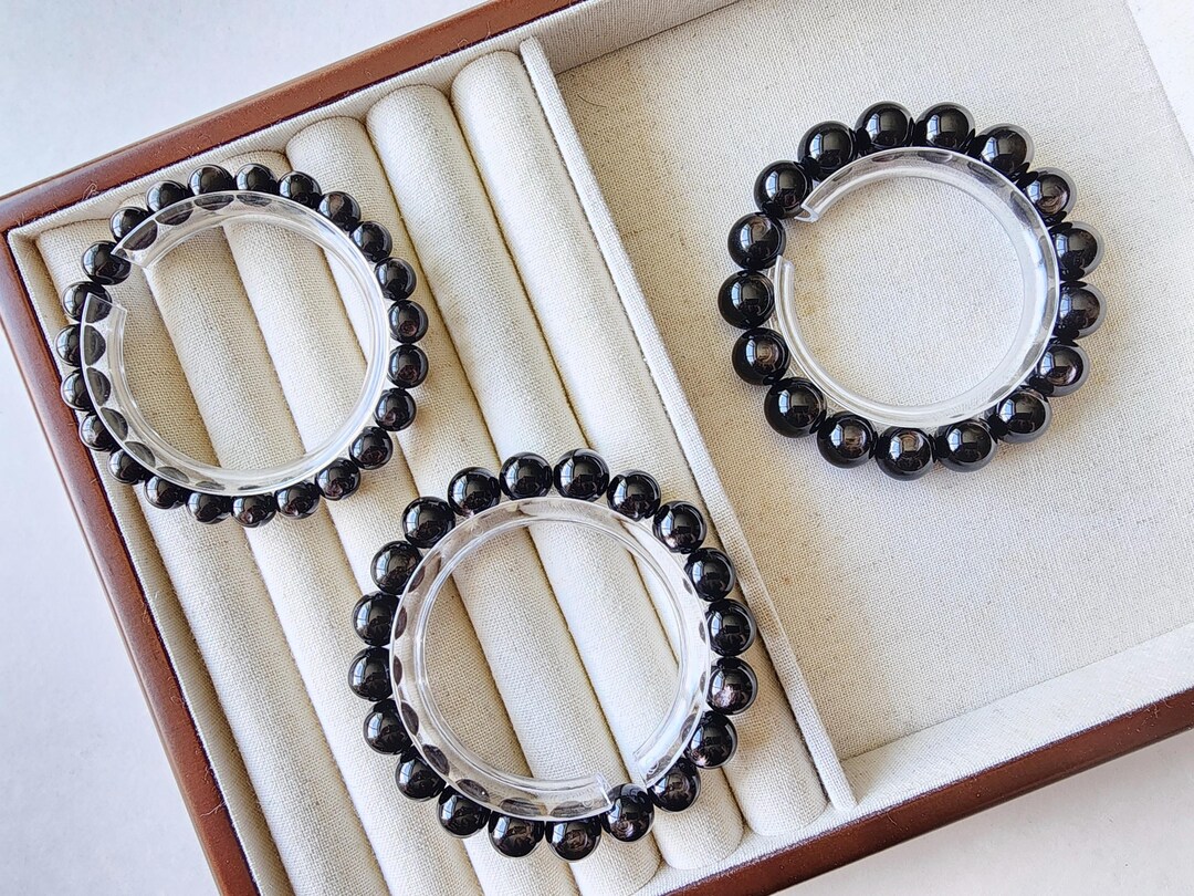 Natural Hypersthene Gemstone Bracelet Natural Black Gemstone Jewelry ...
