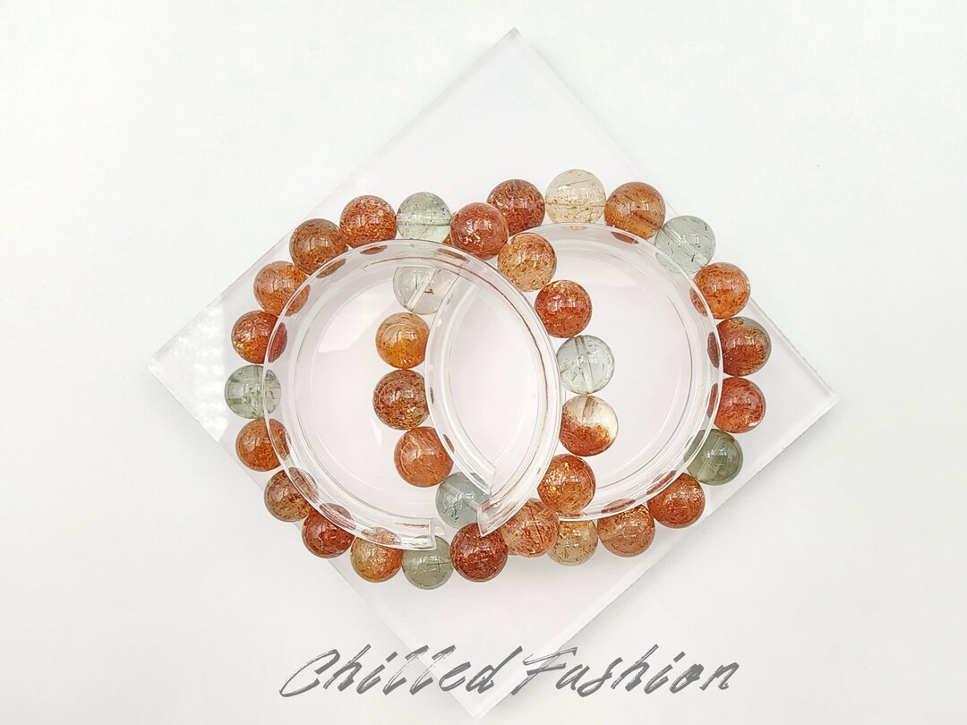 10mm Arusha Bracelet - Golden Sunstone and Green Beryl - Natural Mixed ...