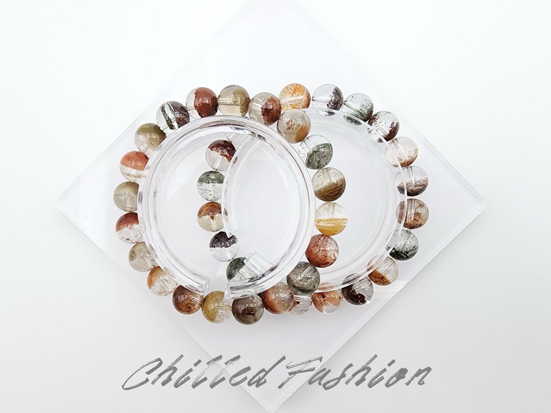 9mm Colorful Phantom Quartz Bracelet - Garden Quartz - Natural Lodolite ...