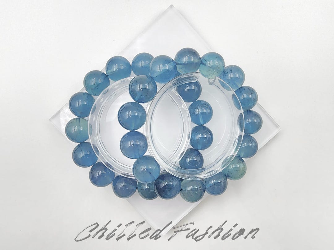 14mm Devil Blue Aquamarine Bracelet - Deep Ocean Gemstone Jewelry ...