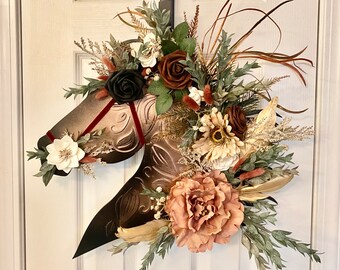 Front Door Decor, Horse Silhouette Door Hanger, Horse Door Wreath ...