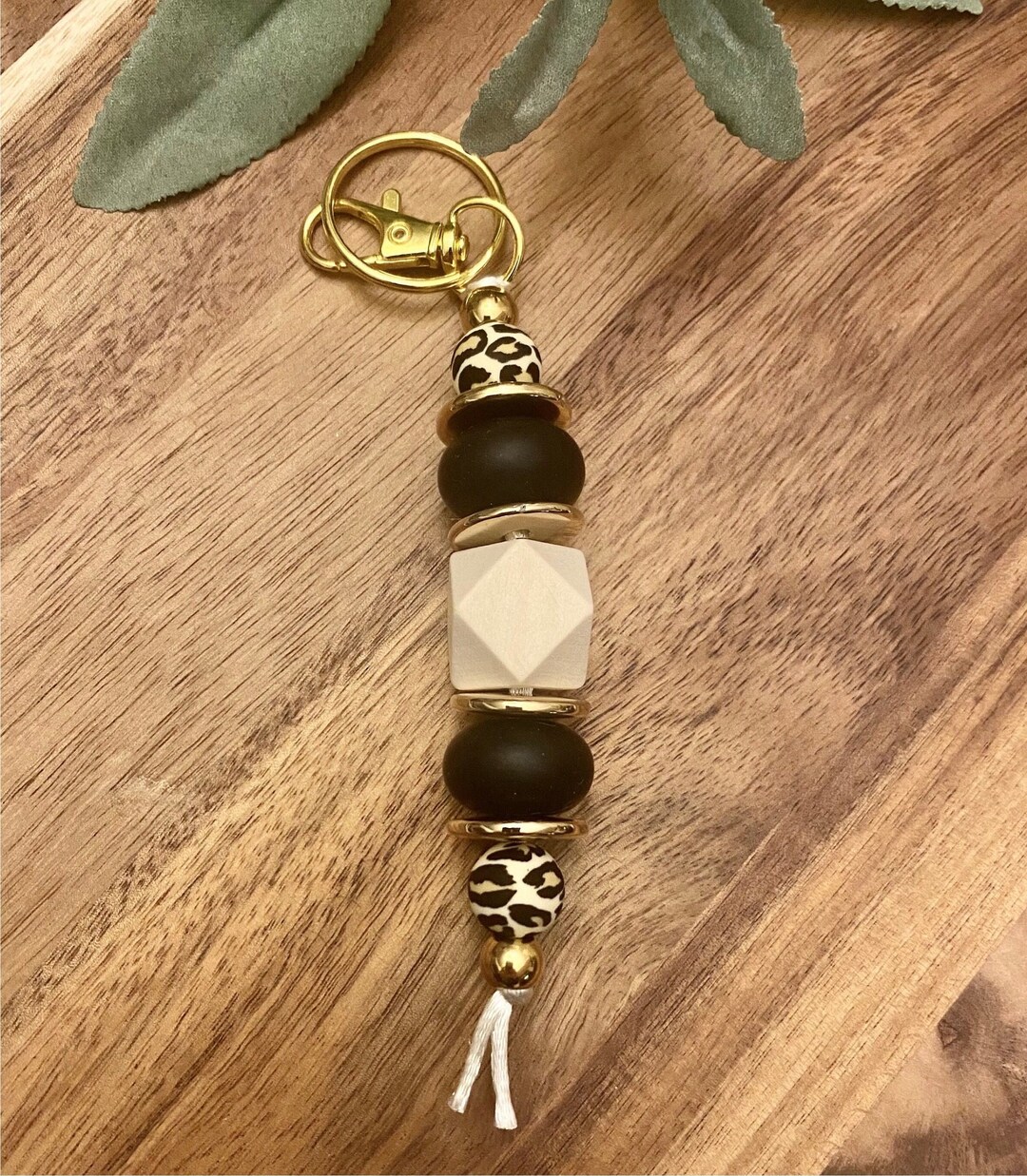Key Chain | Silicone Bead | Leopard Print. - Etsy