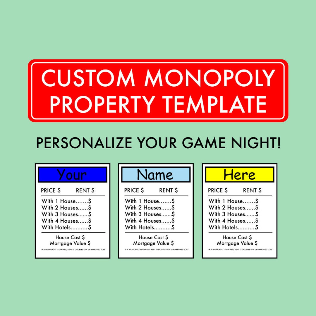 Monopoly Style Properties / Deeds Customizable Blank Template - Etsy