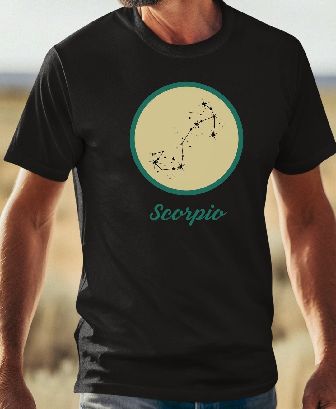 Men Scorpio Retro Black Tee Zodiac Sign Scorpion Gift Shirt for Guy ...