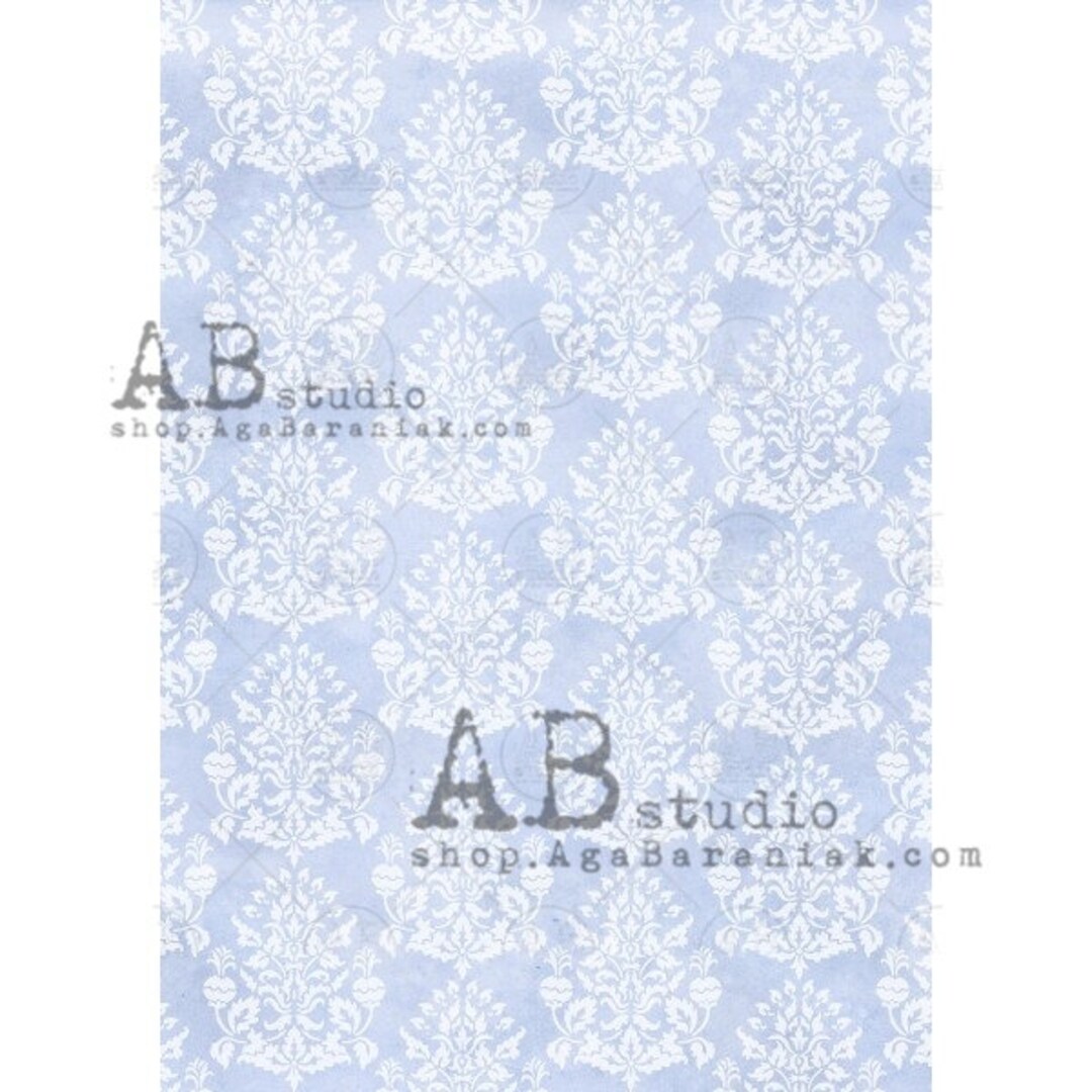 AB Studio Blue Victorian Pattern Background, Rice Paper for Decoupage ...