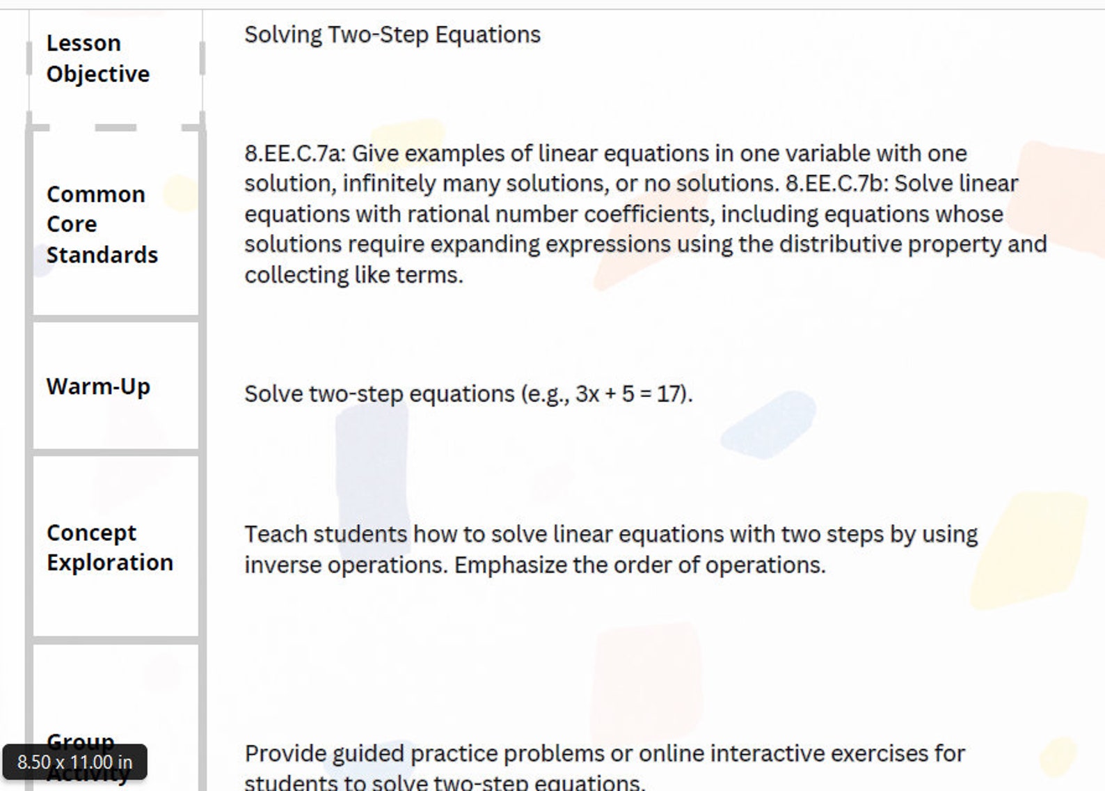 8th Grade - Graphing and Solving Linear Equations: 8 Lesson Plans for 8 ...