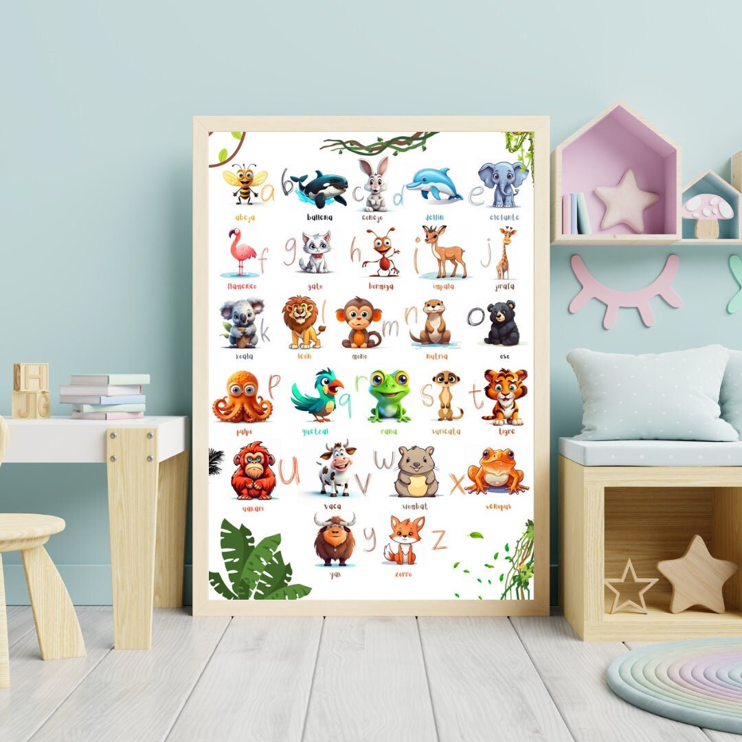 Spanish ABC Poster, Animal Alphabet Wall Art, Nursery Décor, Playroom ...