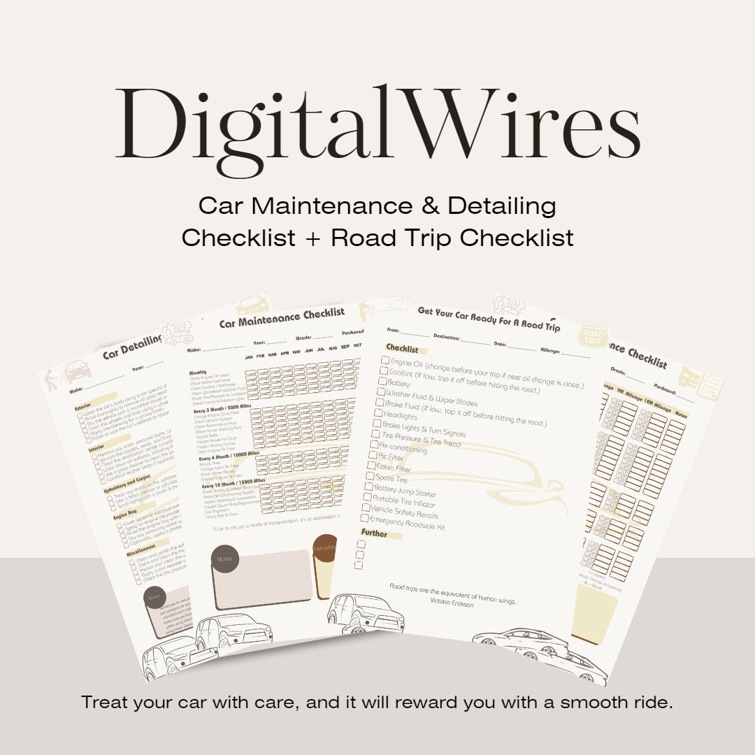 Printable Car Maintenance and Detailing Checklist, Car Maintenance and ...