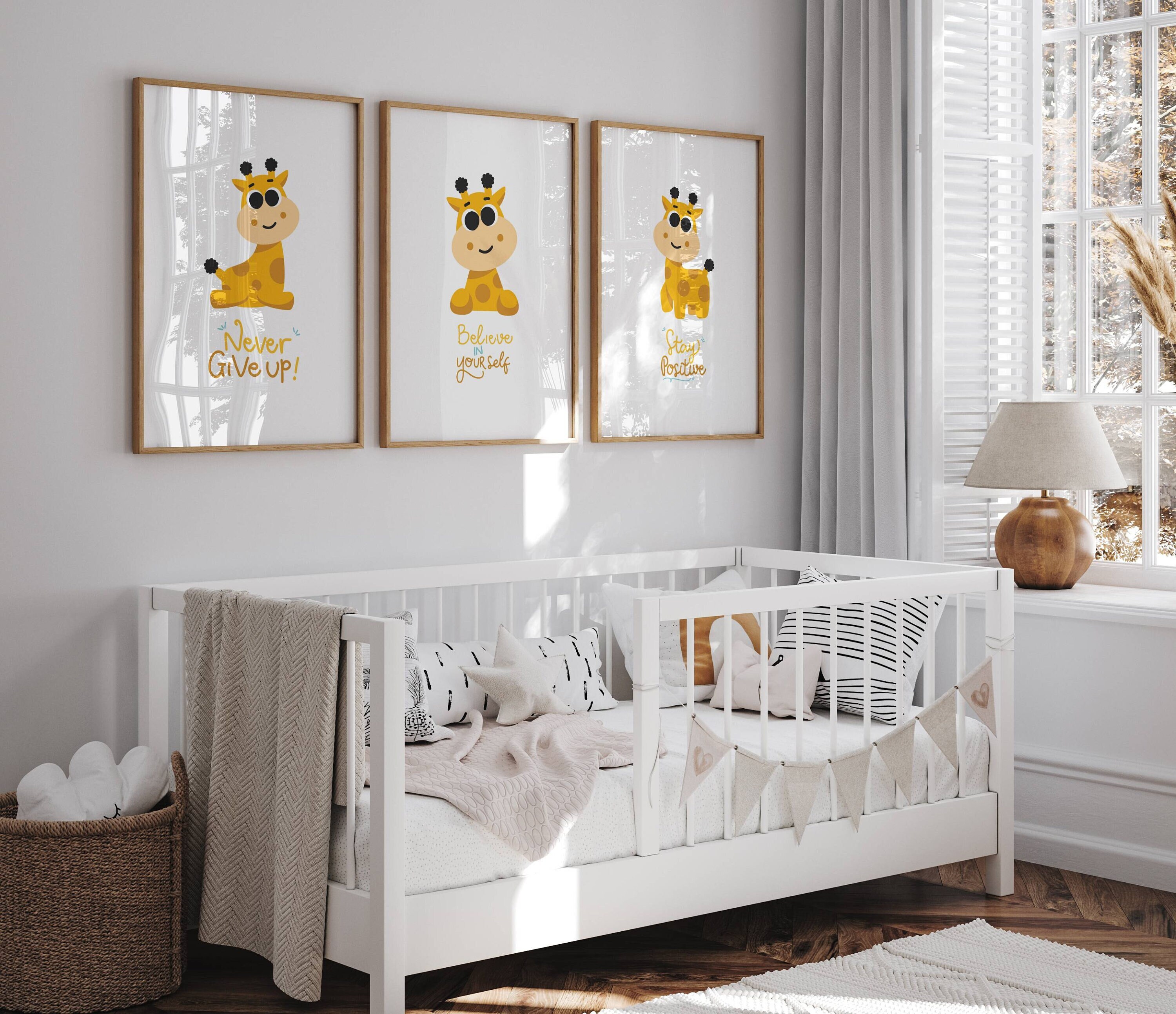 Giraffe Nursery Wall Art, Cute Animal Prints With Motivational Quotes ...