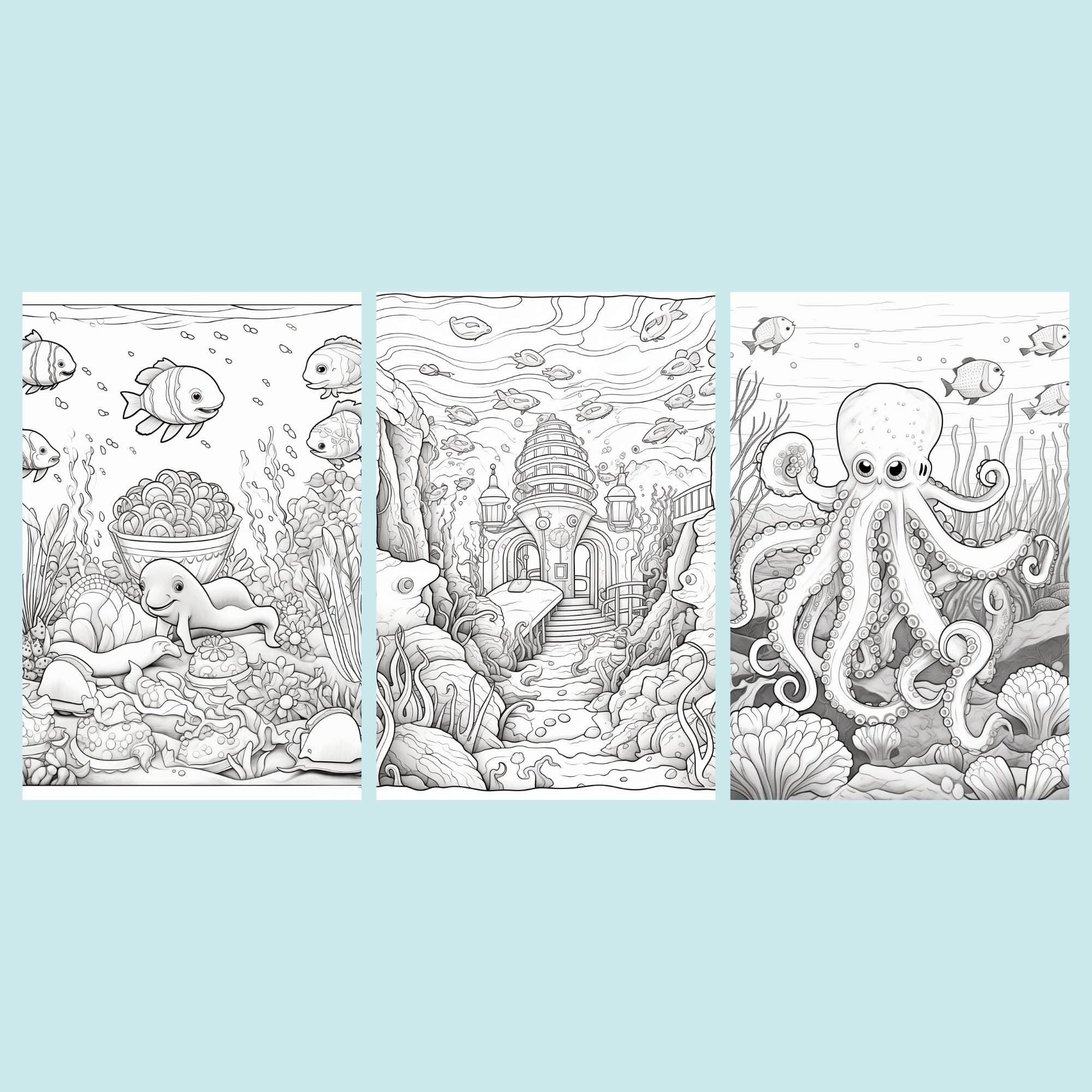 Under the Sea Coloring Pages, Ocean Animals Coloring for Kids, Activity ...
