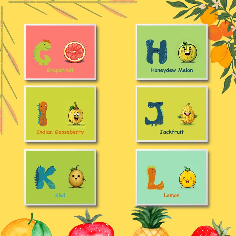 Printable Alphabet Flash Cards Bundle, Animal and Fruits Cards, Early ...