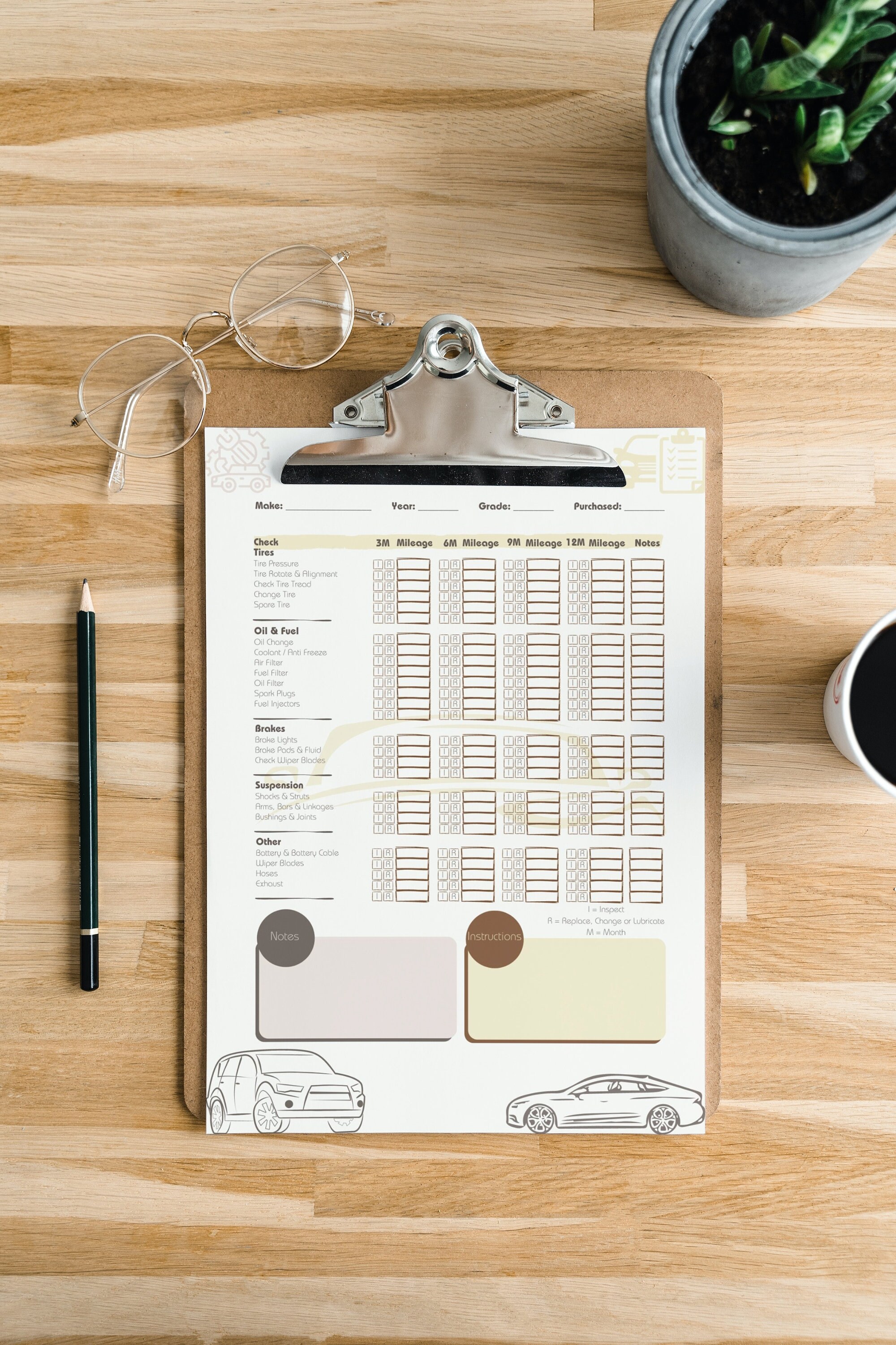 Printable Car Maintenance and Detailing Checklist, Car Maintenance and ...